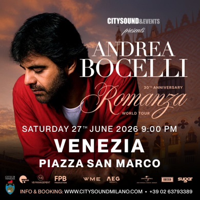 Piazza San Marco : ANDREA BOCELLI - 30° ANNIVERSARIO "ROMANZA" WORLD TOUR